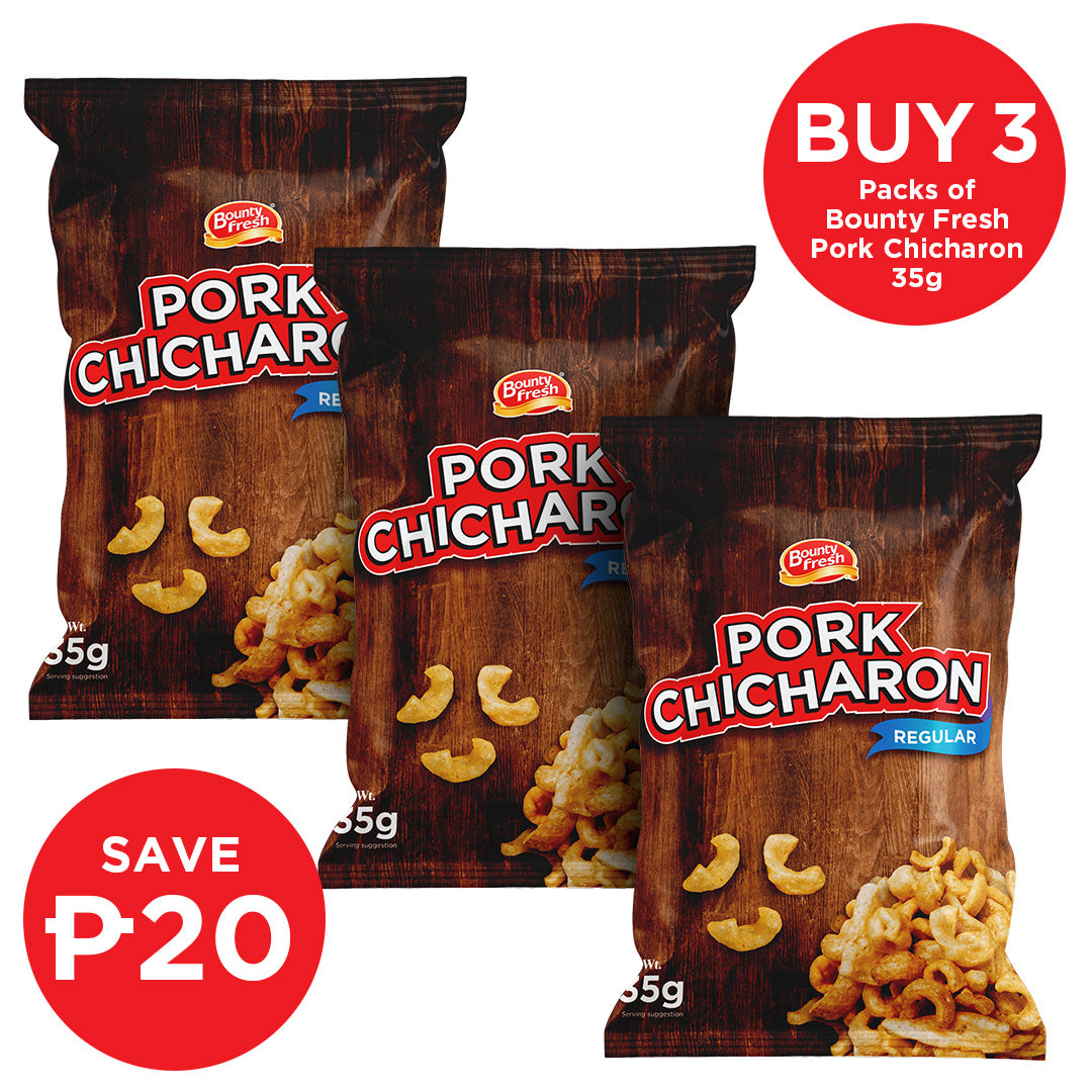 Buy 3 packs Pork Chicharon Regular 35g – Bounty Fresh Market